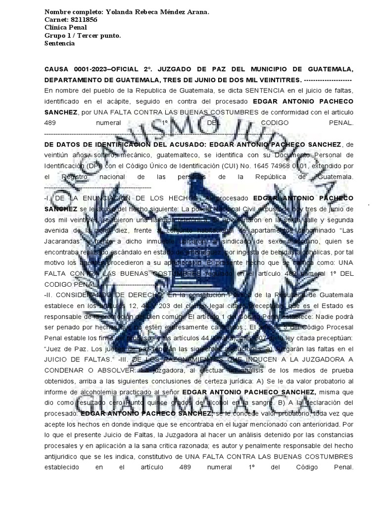 Auto De Procesamiento Y Medidas Sustitutivas Pdf Sentencia