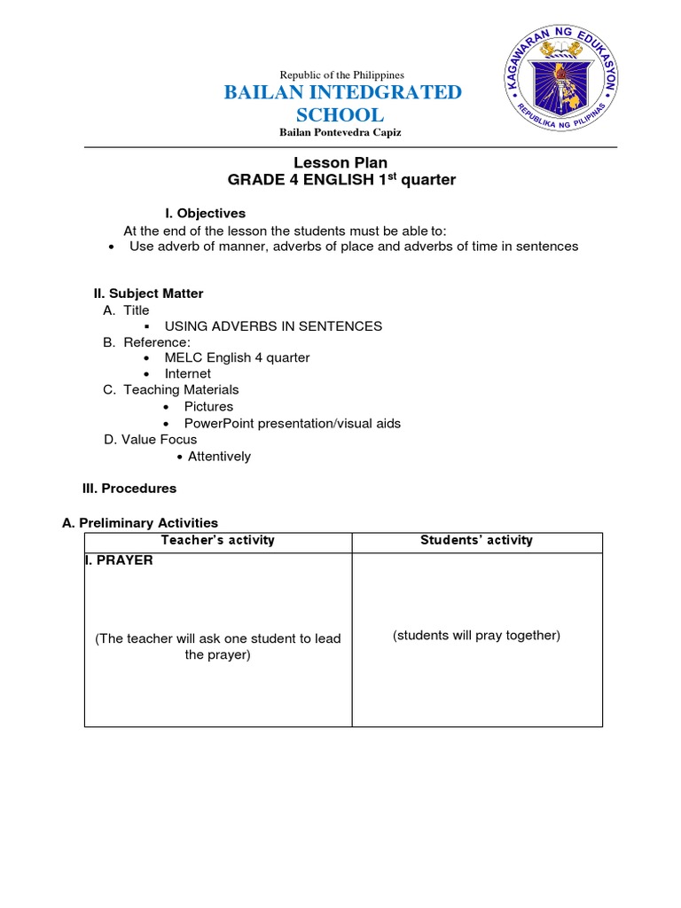 Lesson Plan PDF | PDF | Adverb | Lesson Plan
