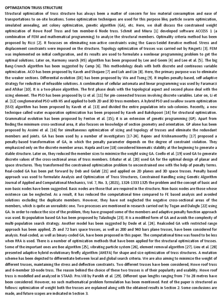 Optimiation Truss Structure | PDF | Mathematical Optimization | Truss