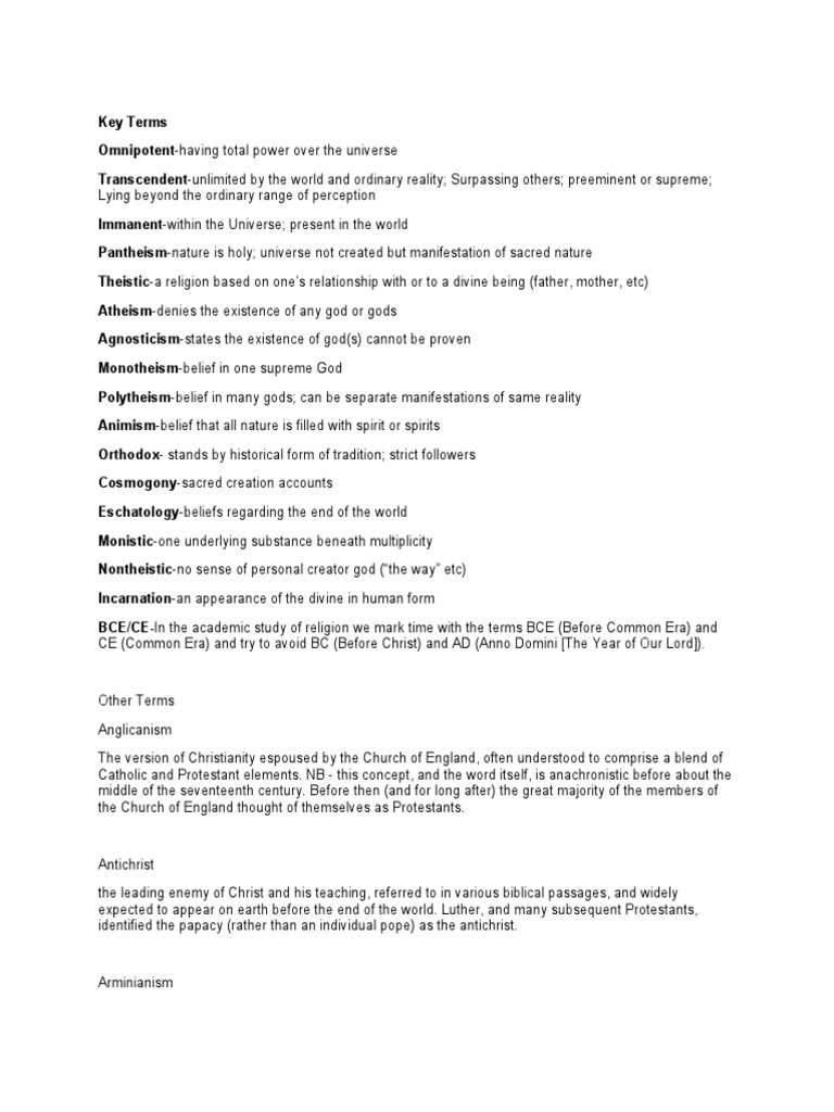 Key Terms Religion Terms | PDF | Eucharist | Catholic Church