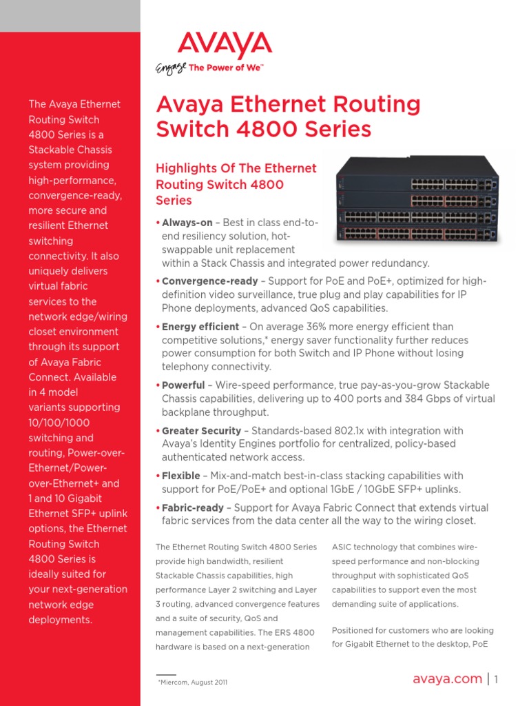 Avaya Ethernet Routing Switch 4800 Series | Download Free PDF | I Pv6 | Network Switch