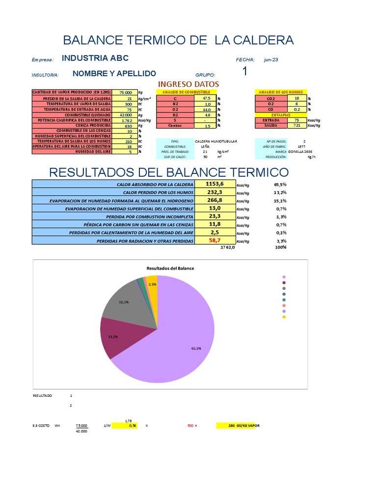 Calculo de Balance de Caldera | PDF | Caldera | Combustión