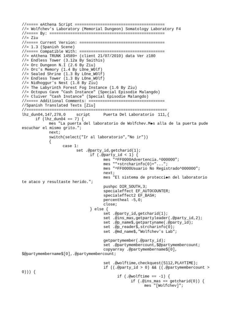 Wolfchev's Lab Script Guide | PDF