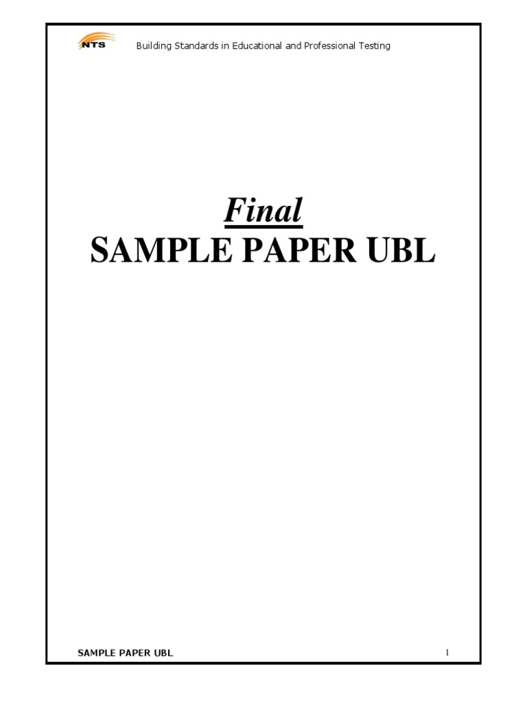 Sample Paper Ubl | PDF