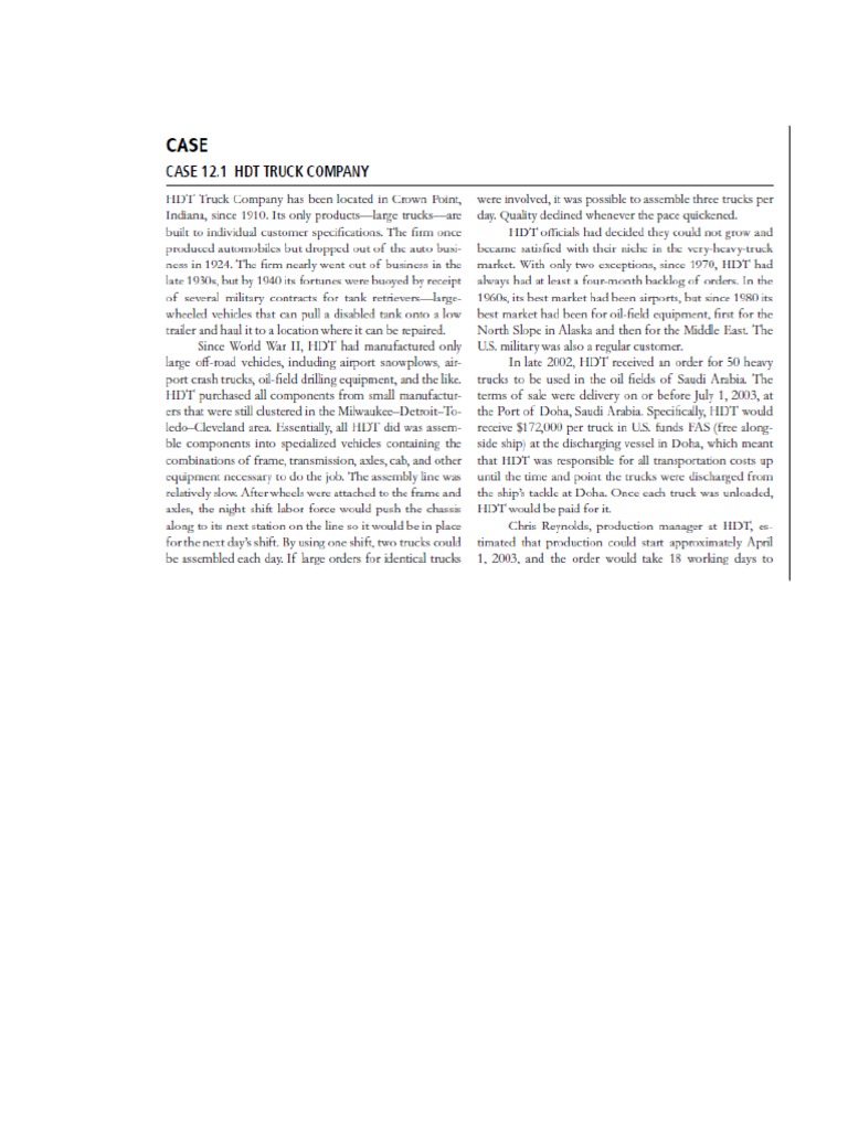 Case 12 HDT Truck Company | PDF | Cargo | Truck