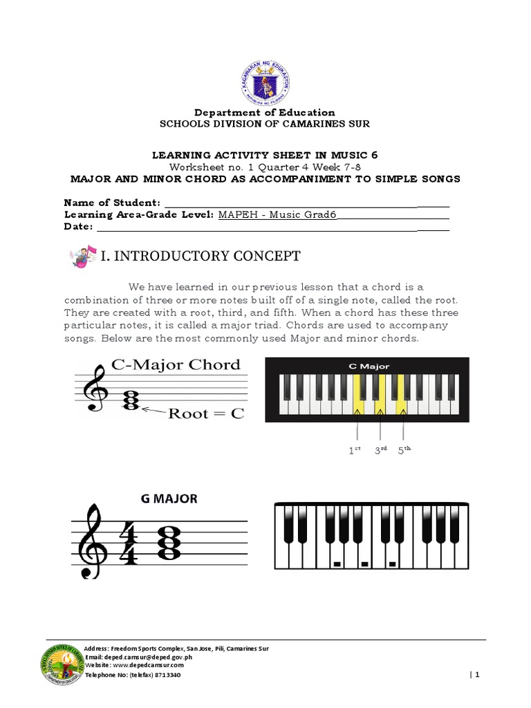 LAS1 - Q4 - Week6 - Music 7-8 | PDF | Chord (Music) | Music Theory