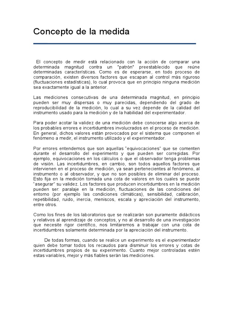Concepto de Medición - Precisionn y Exactitud | PDF | Medición ...