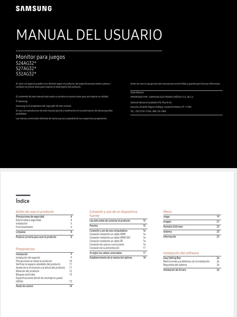 Manual Monitor Samsung | PDF | Enchufes y tomas de corriente alterna | Hdmi