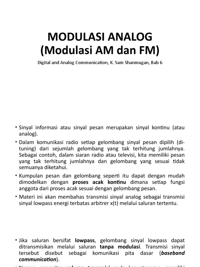 Modulasi Analog: AM dan FM | PDF