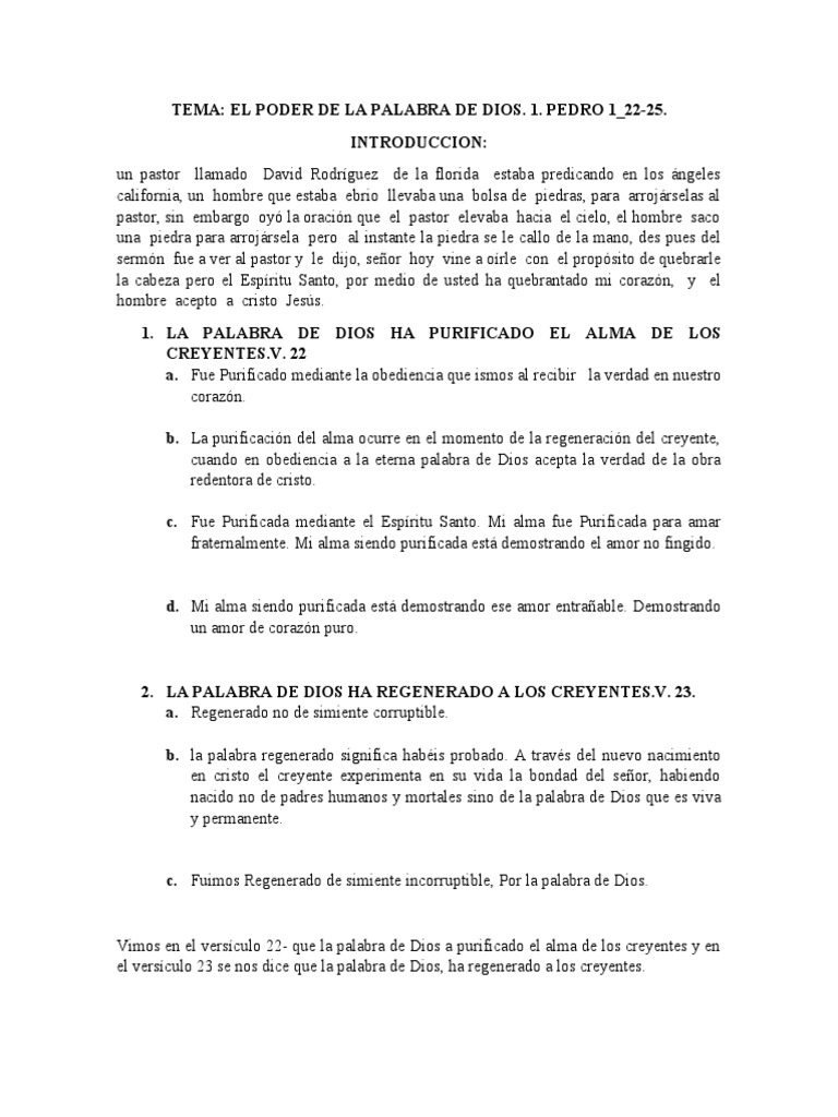 Tema El Poder de La Palabra. | PDF | Cristo (título) | Biblia