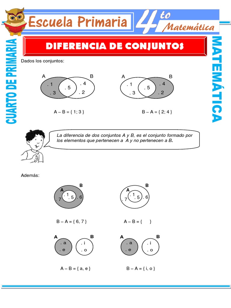 Diferencia de Conjuntos para Cuarto de Primaria | PDF