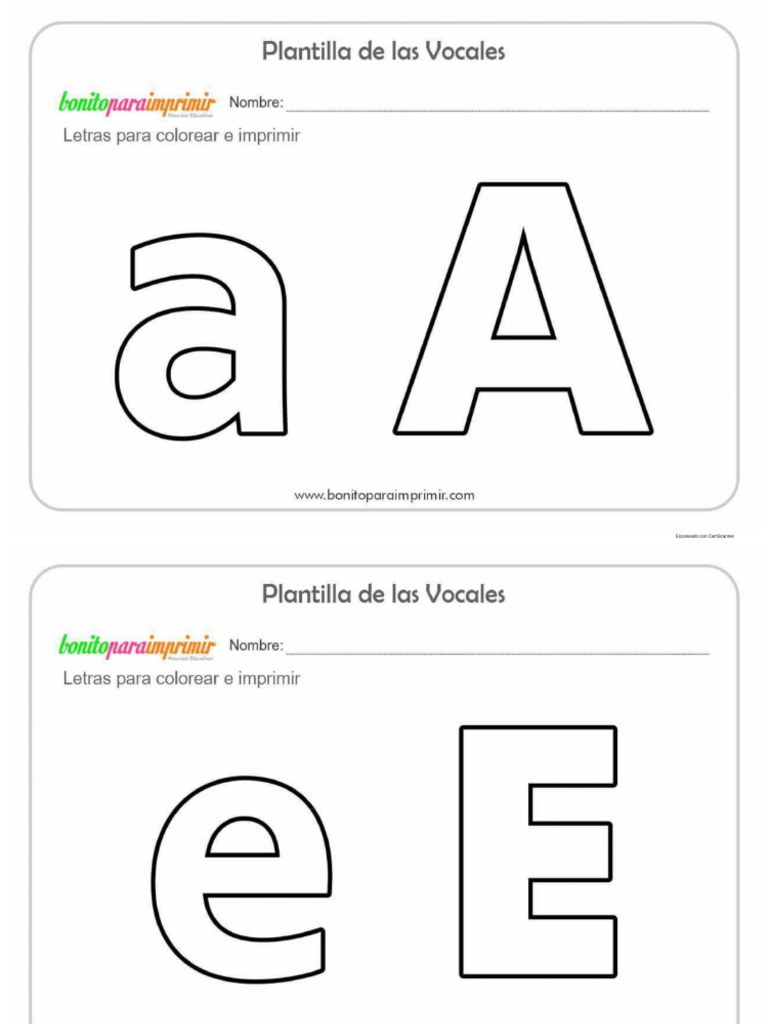 Plantillas de La Vocales | PDF