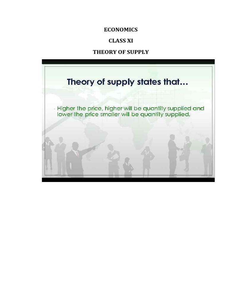 Theory of Supply | PDF | Supply (Economics) | Price Elasticity Of Demand