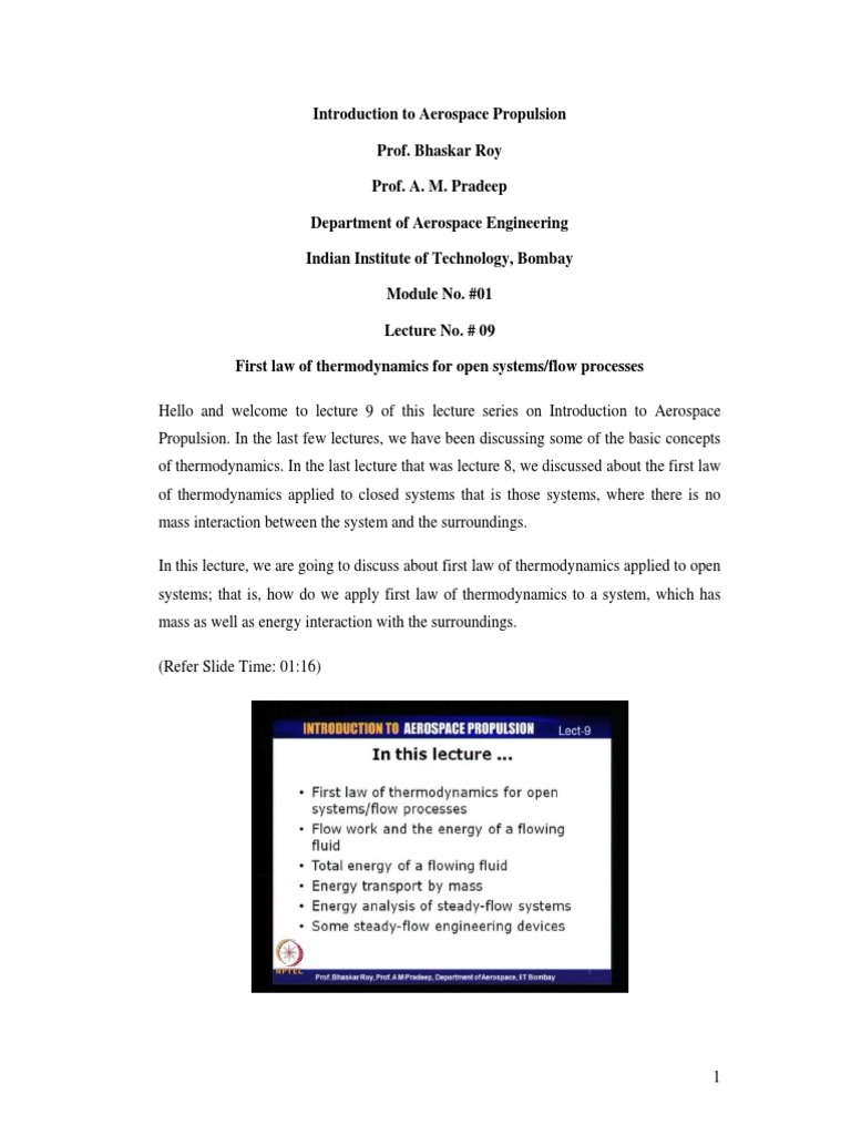 First Law of Thermodynamics For Open Systems or Flow Process | PDF ...