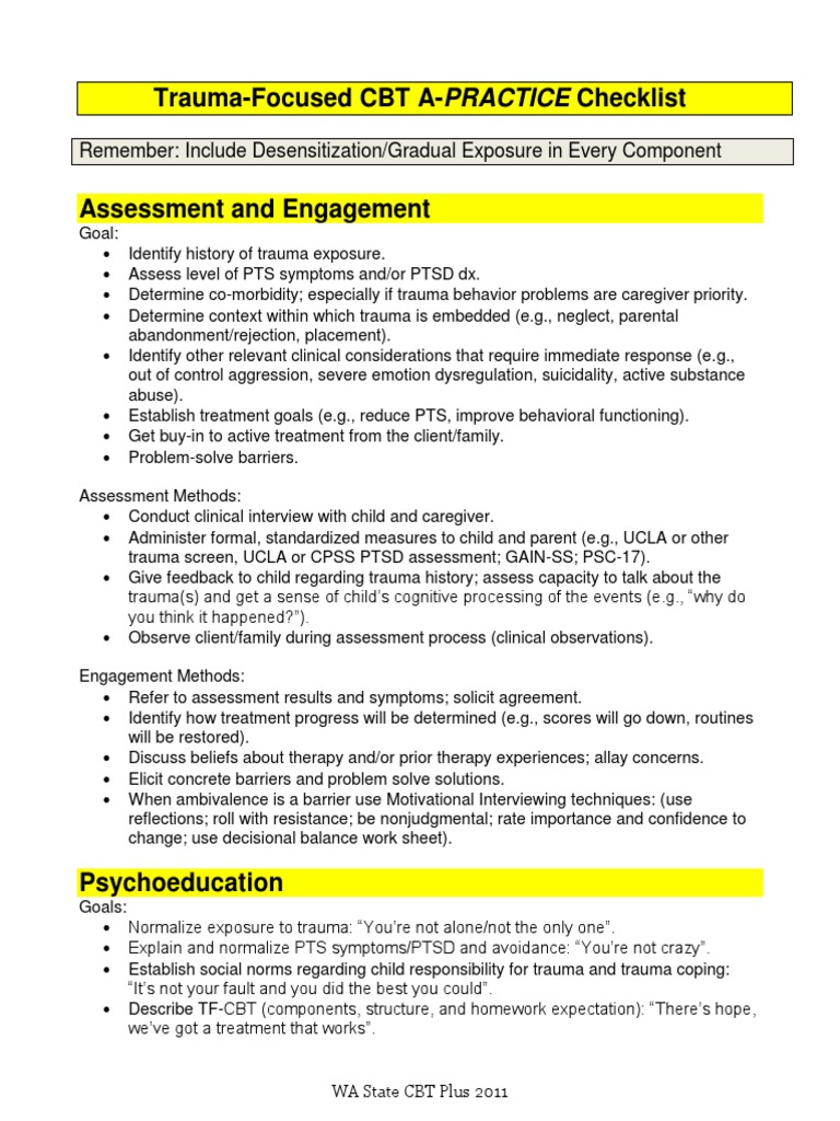 TF-CBT Components, Rationale, & Methods Worksheet | PDF | Cognitive ...
