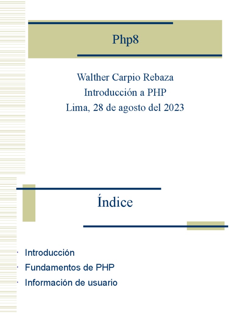 Programación En Php 8 Sesión 1 Pdf Php Redes 