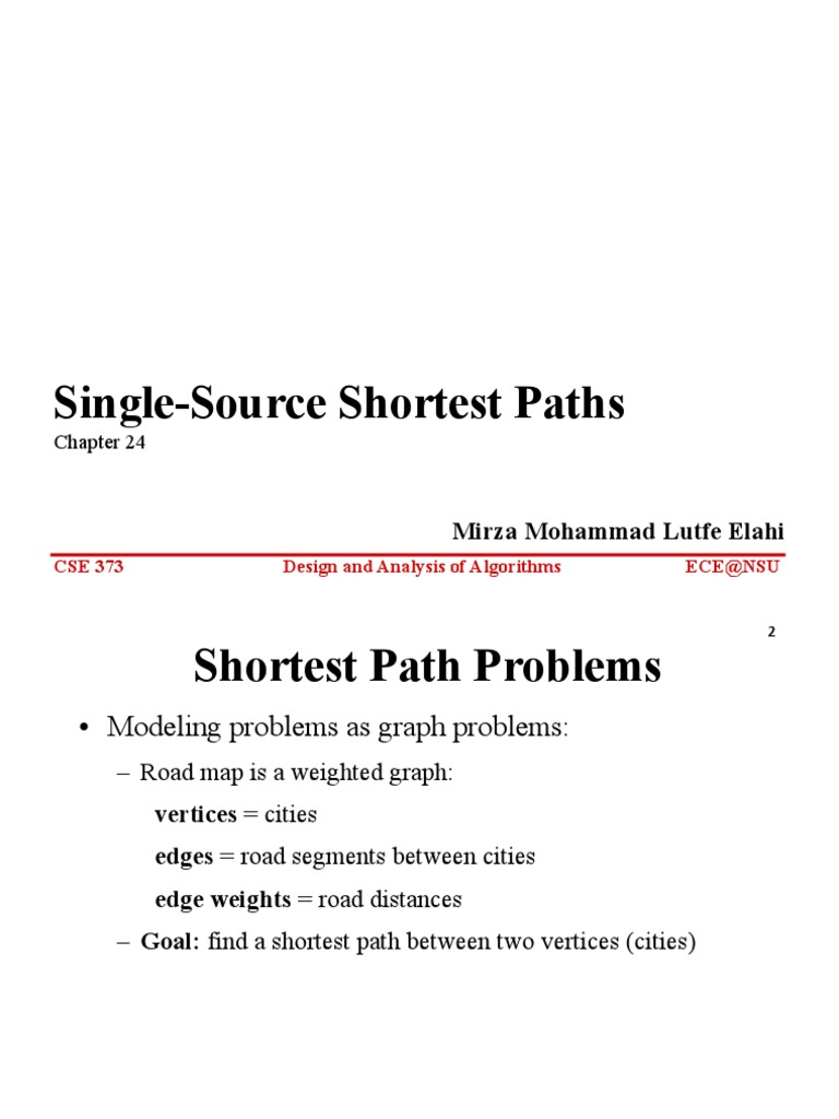 ch24 Shortest Path | PDF | Graph Theory | Algorithms