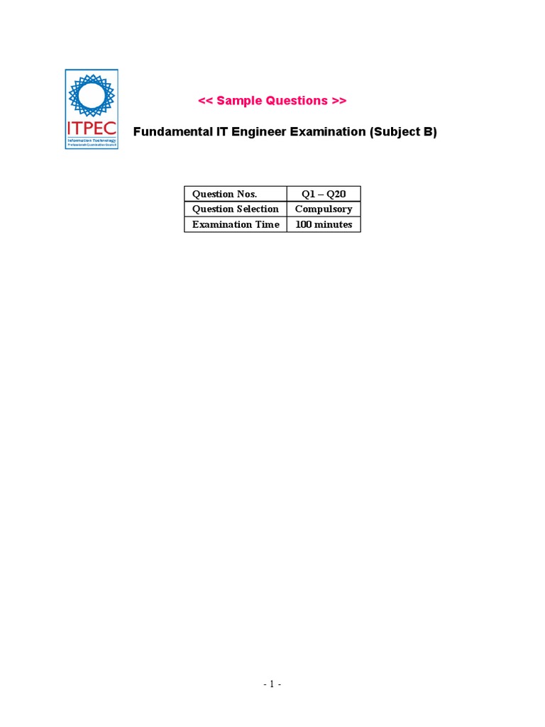FE B SampleQuestions | PDF | Character Encoding | Bit
