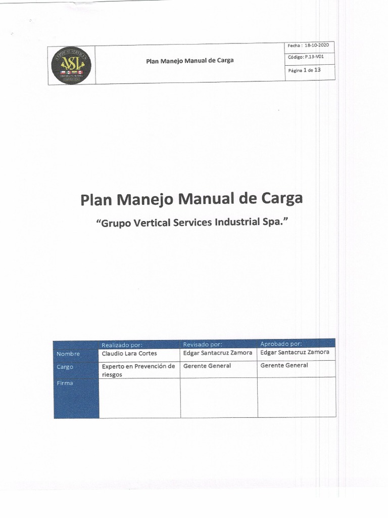 Procedimiendo Manejo Manual de Carga | PDF