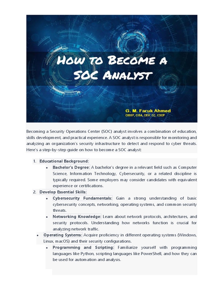 Becoming A Security Operations Center (SOC) Analyst | PDF | Security ...