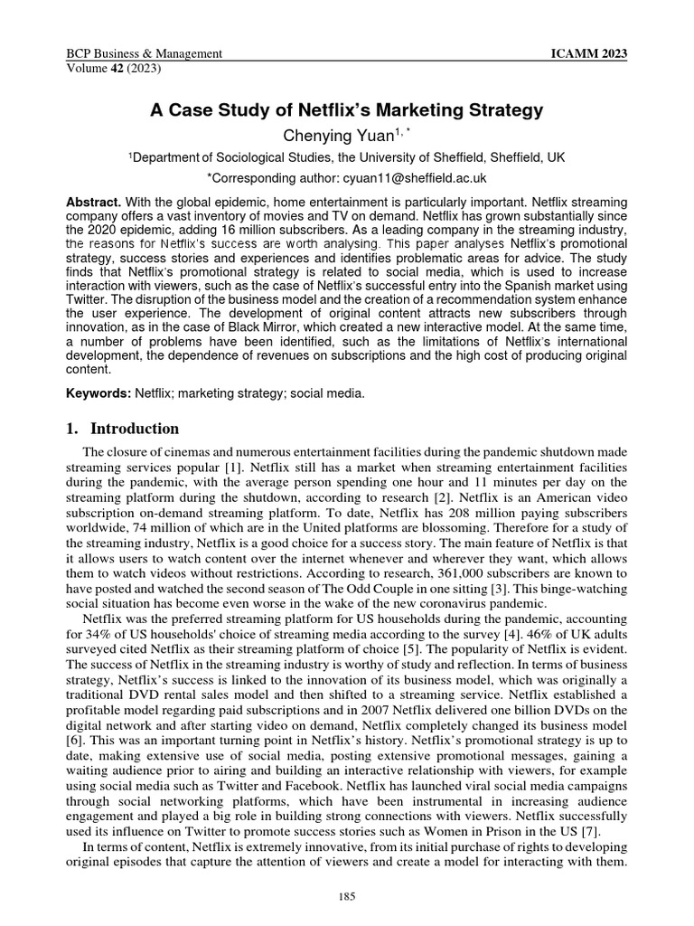 Netflix Marketing Strategy Case Study | PDF | Netflix | Streaming Media