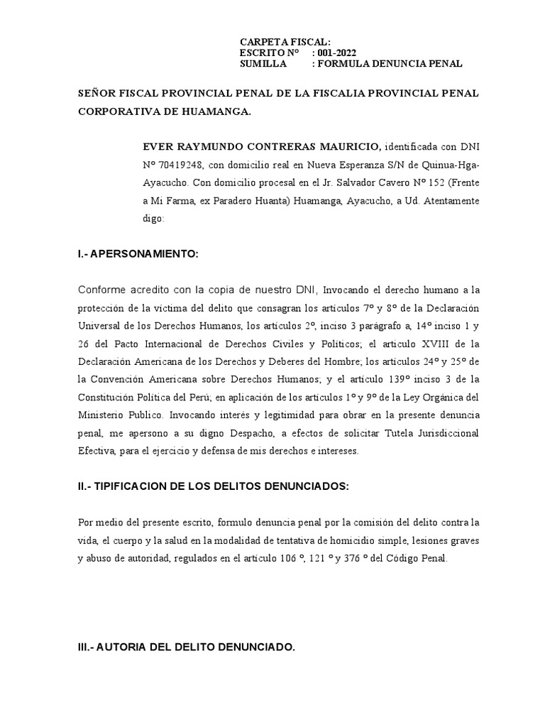 Modelo de Denuncia Por Hurto | PDF | Fiscal | Ley Pública