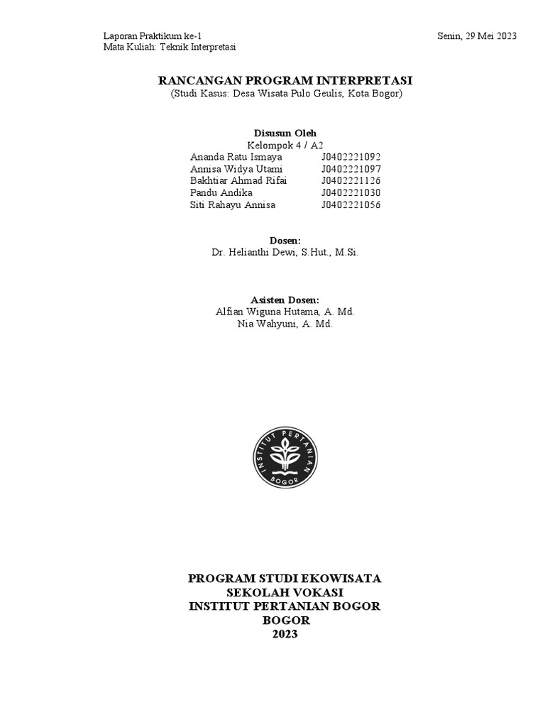 Revisi - Teknik Interpretasi Rancangan Program Interpretasi Laporan - 4 - A2 | PDF