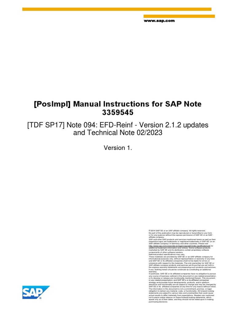 (PosImpl) Manual Instructions For SAP Note 3359545 | PDF