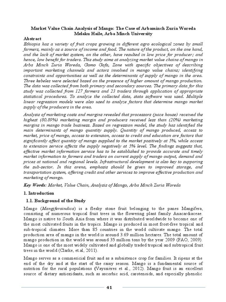 Mango Value Chain Analysis | PDF | Linear Regression | Market (Economics)