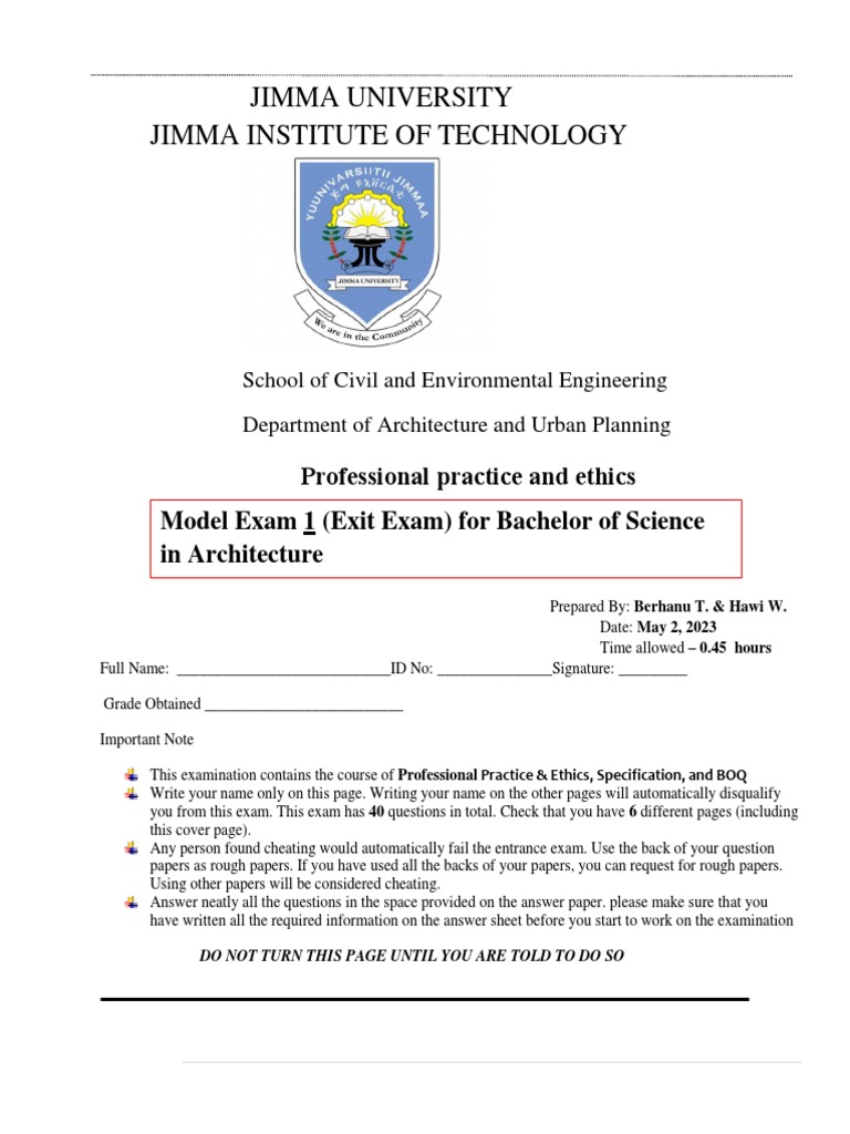 Professional Practice Model Exam Validated | PDF | Architect ...