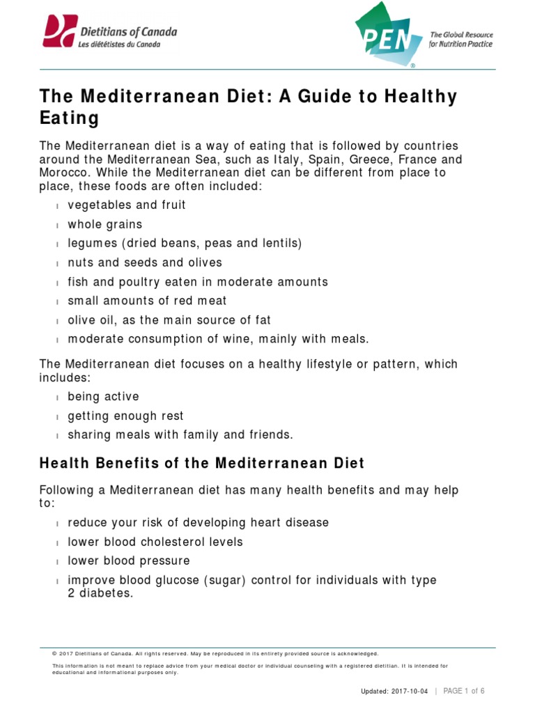 Mediterranean Diet Toolkit A Guide To Healthy Eating (Handout) | PDF ... Mediterranean Diet Toolkit A Guide To Healthy Eating (Handout) | PDF ...