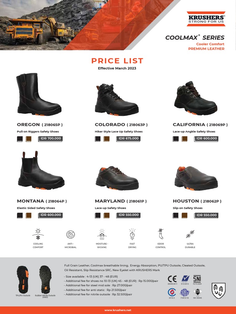 Safety Shoes Price List March 2023 | PDF | Shoe | Equipment
