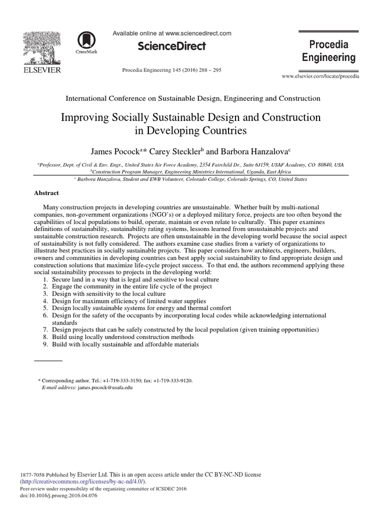 Improving Socially Sustainable Design and Construction | PDF