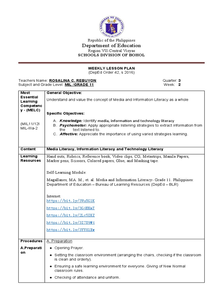 Bohol Mil q3 PLP Wk2 | PDF | Information Literacy | Information