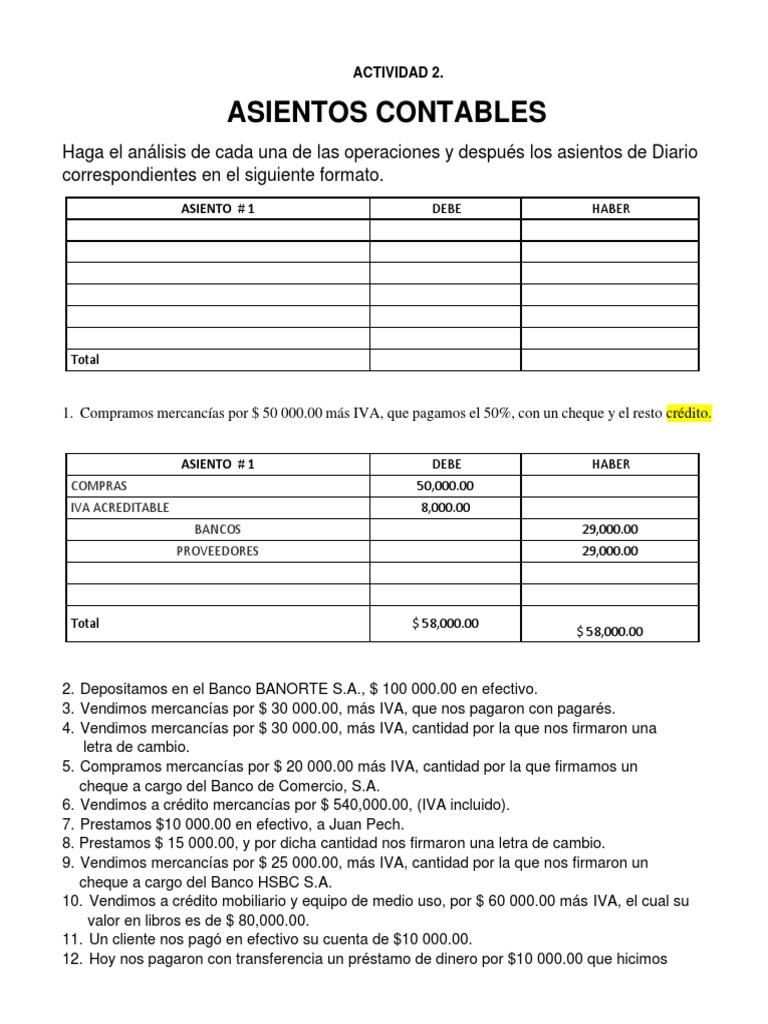 Asientos Contabilidad | PDF | Bancos | Cheque