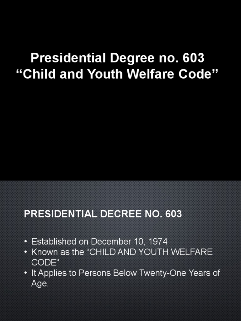 PD 603 | PDF | Child Protection | Justice