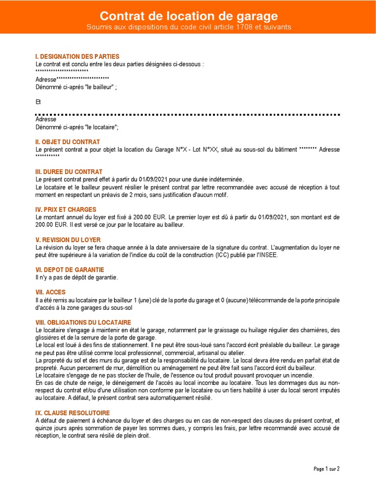 Contrat de Location de Garage | PDF | Droit privé
