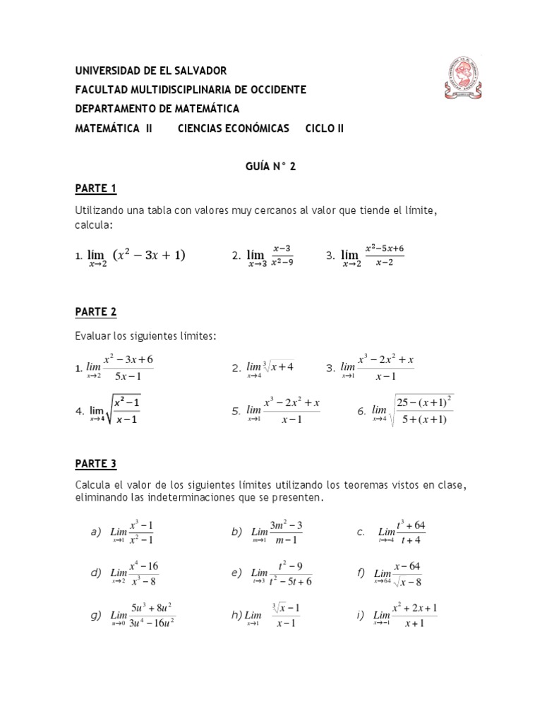 Guía 2 Matematica II | PDF | Matemáticas