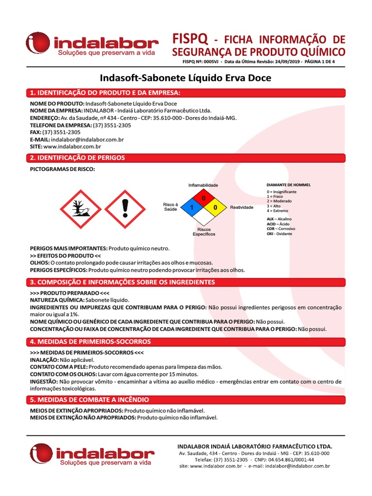 FISPQ Sabonete Liquido | PDF