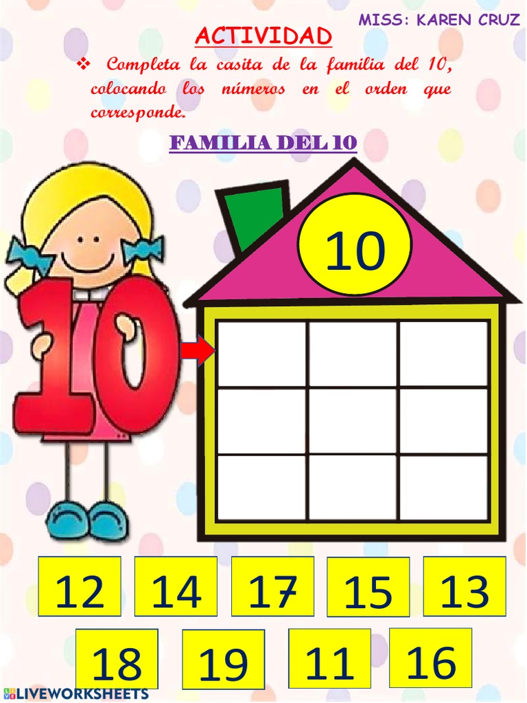 Actividad: Completa La Casita de La Familia Del 10, Colocando Los ...