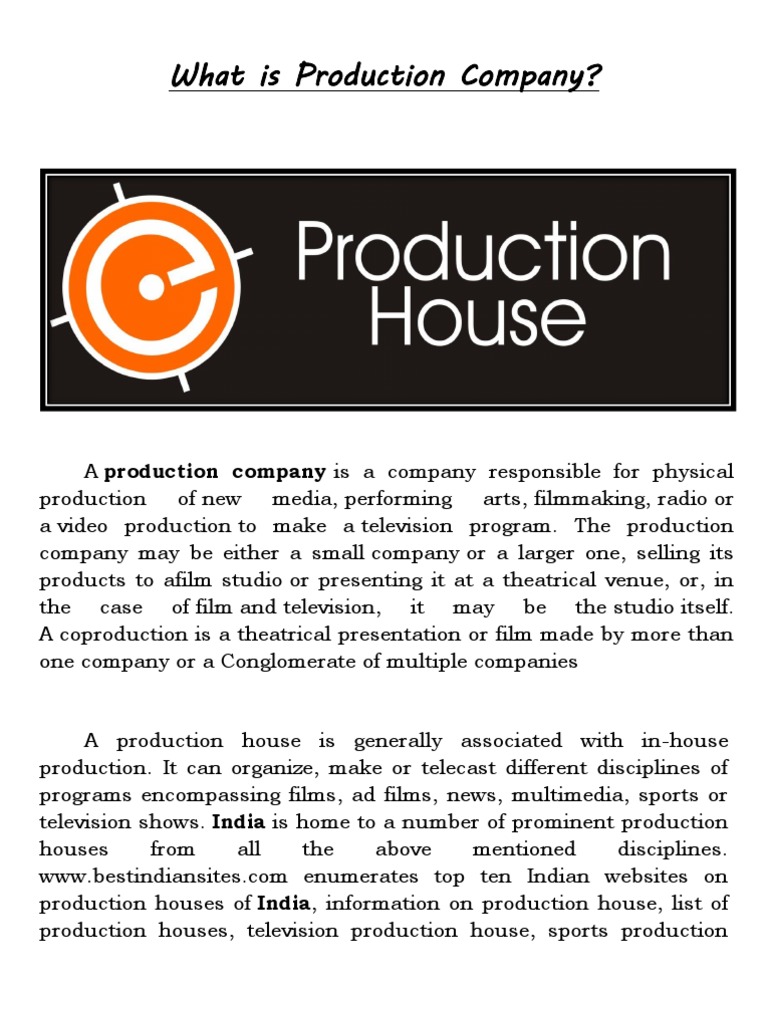 Understanding Production Houses in Advertising | PDF | Filmmaking ...