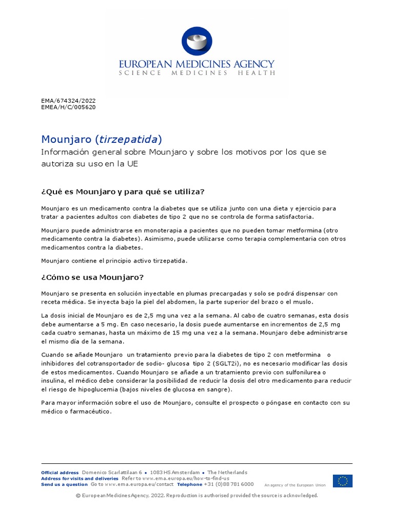 Mounjaro Epar Medicine Overview - Es | PDF | Diabetes | Insulina
