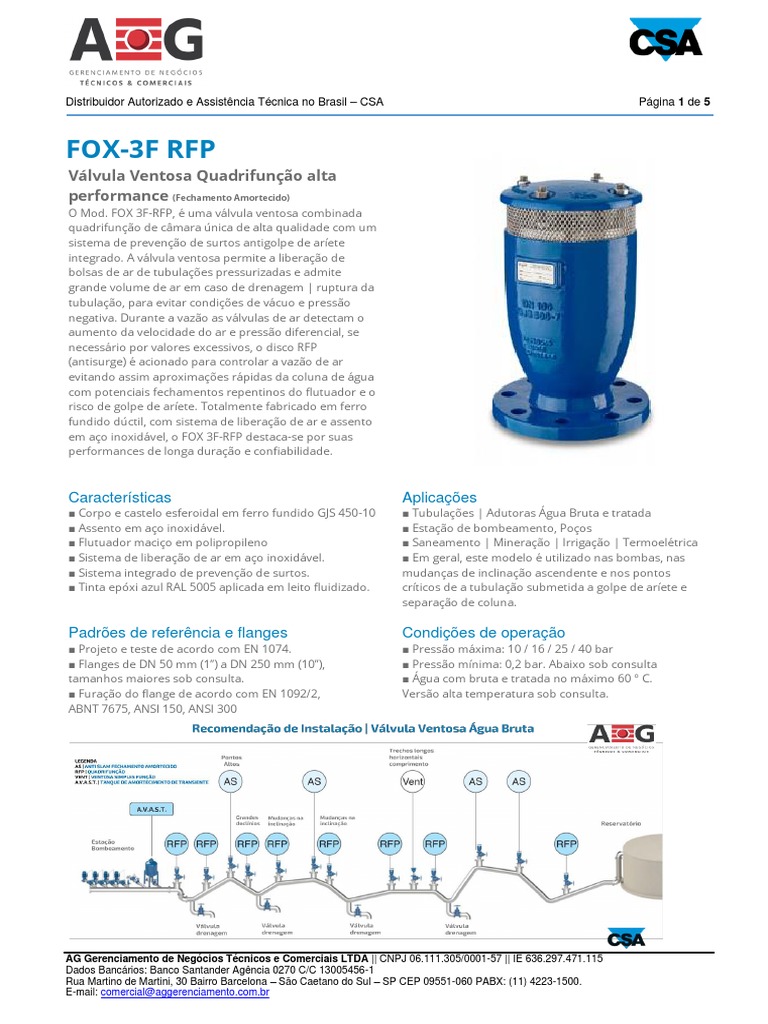 FOX 3F RFP - Ventosa Quadrifuncao - AG GERENCIAMENTO - CSA | PDF ...