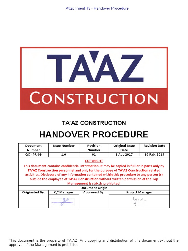 Attachment 13 - Handover Procedure | PDF | Electrical Engineering ...