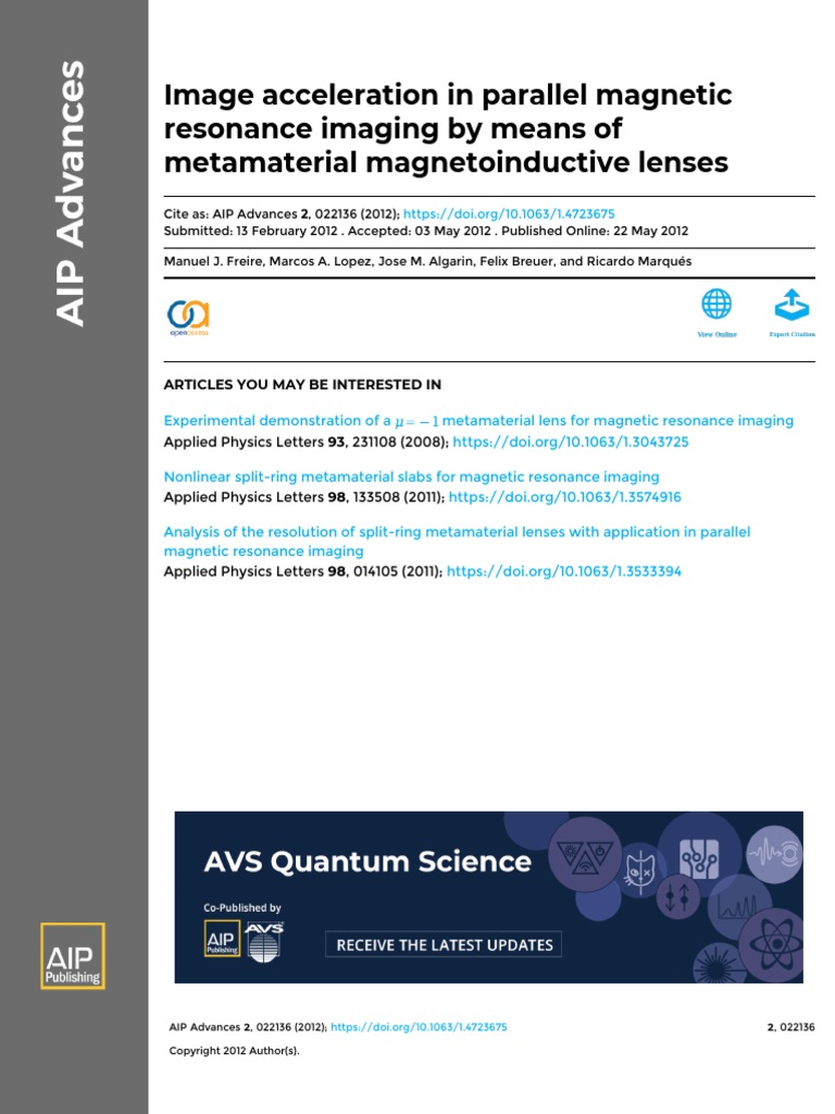 Image Acceleration in Parallel | Download Free PDF | Metamaterial | Magnetic Resonance Imaging