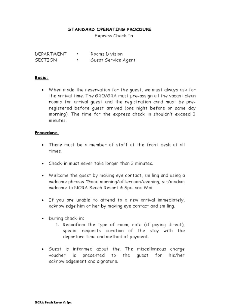 Express Check in | PDF