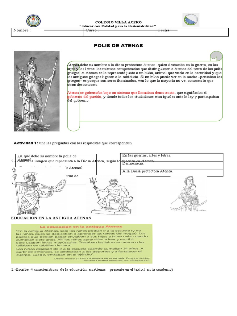 3° Básico Historia Guía 4 Atenas y Esparta | PDF | Esparta | Antigua Grecia