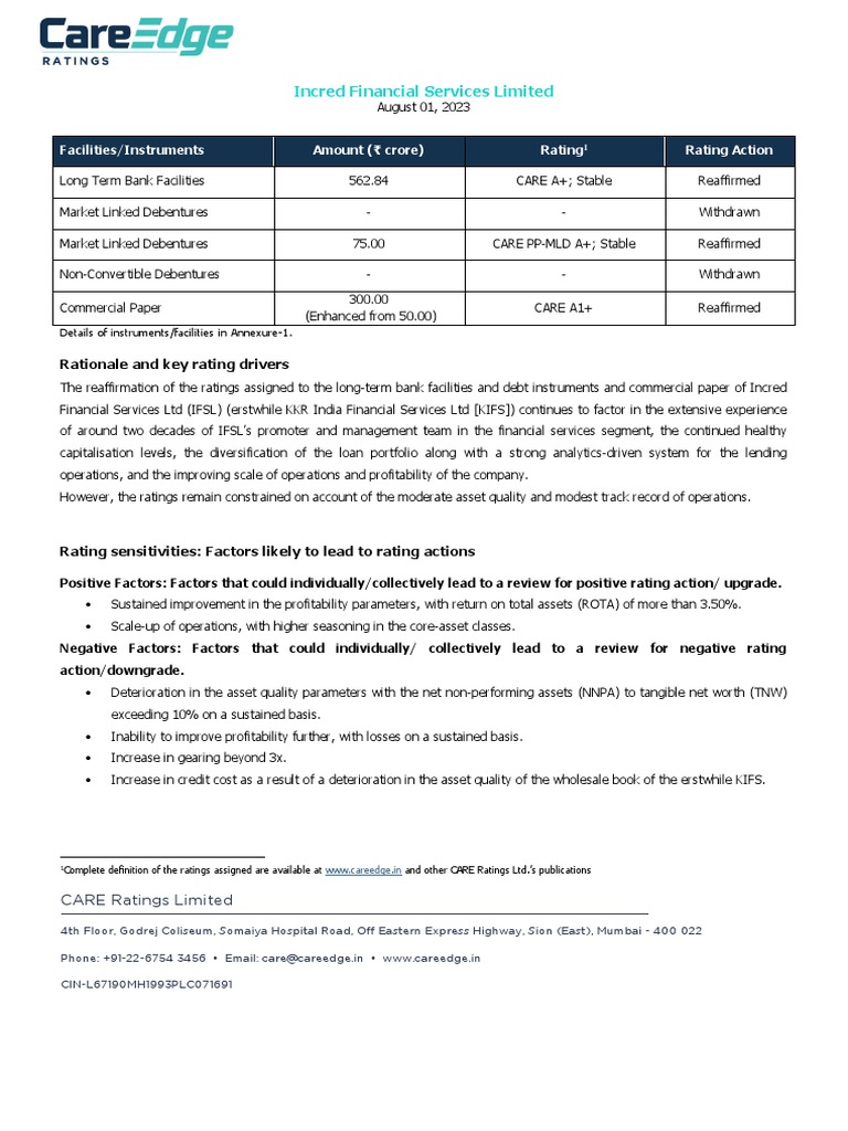 Incred Financial Services Limited Press+Release | PDF | Loans | Non Bank Financial Institution