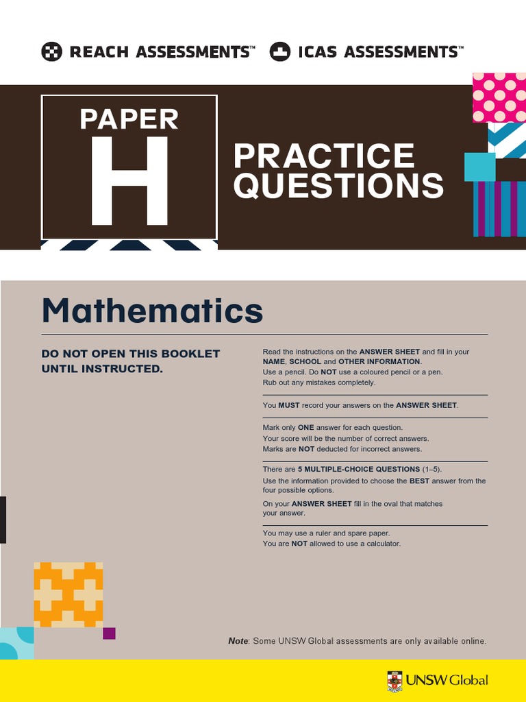 ICAS Year 5 Maths Practice Paper H | PDF