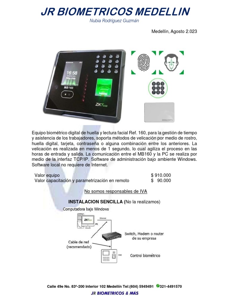Cotizacion Control Biometrico | PDF